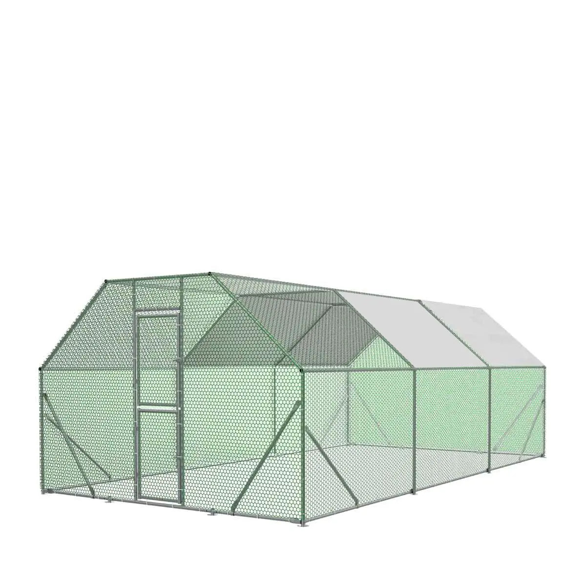 10’ x 20’ Wire Mesh Chicken Run Shelter Coop, Galvanized Steel, 200