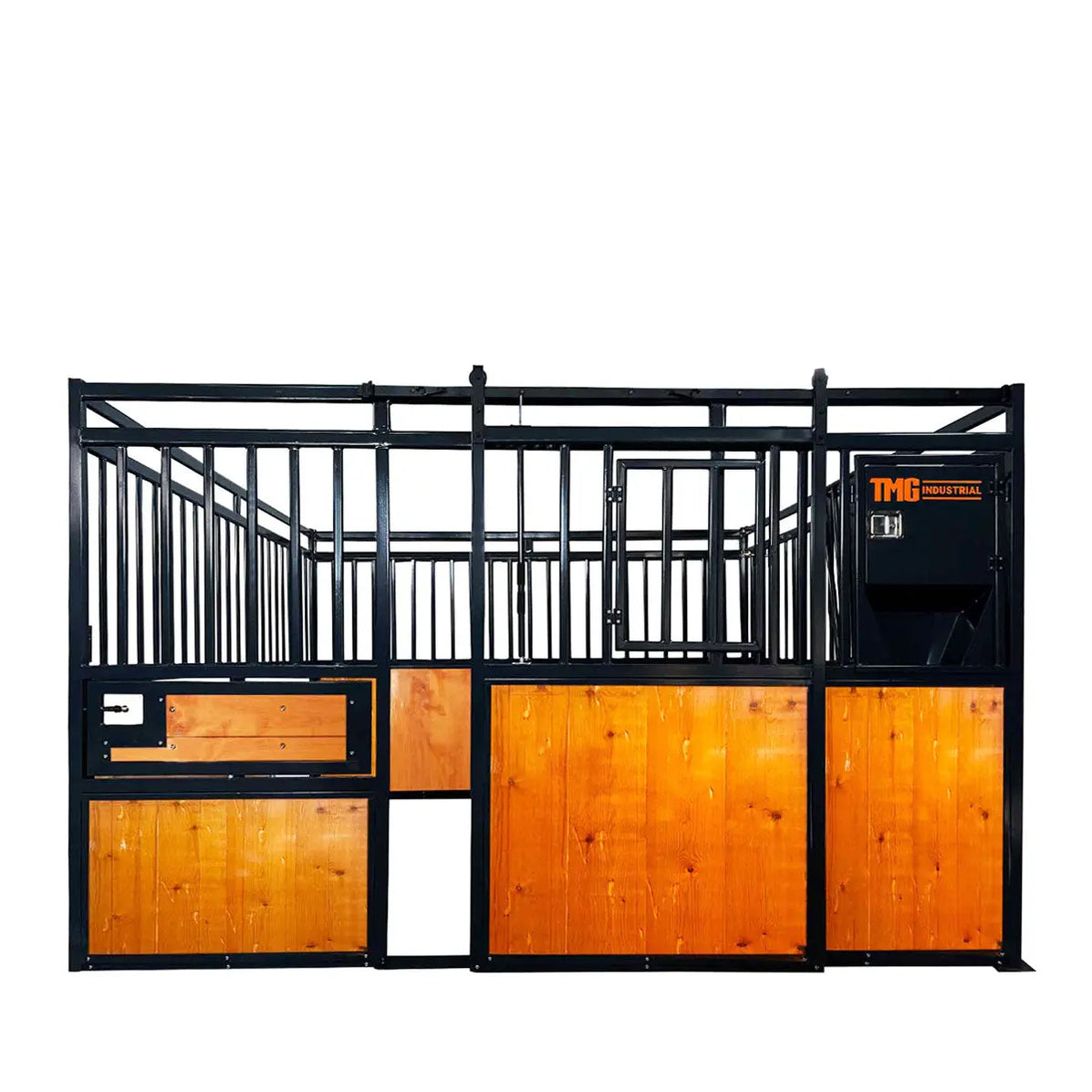 12’ Horse Stall Pine Lumber Panel, Vertical Bar Top & Wood-Filled Bott