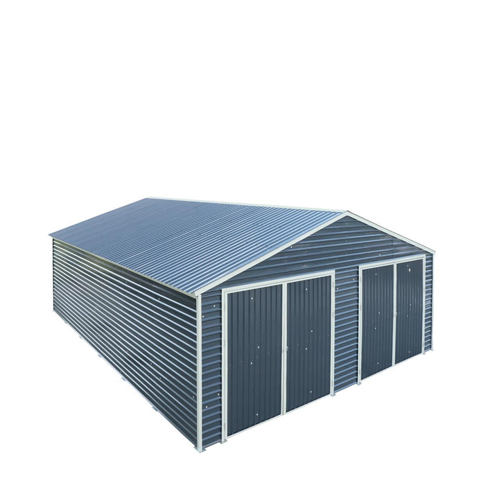 26’ x 30’ Metal Garage Shed, 9’ High Double Front Doors, 14’ Peak, 780