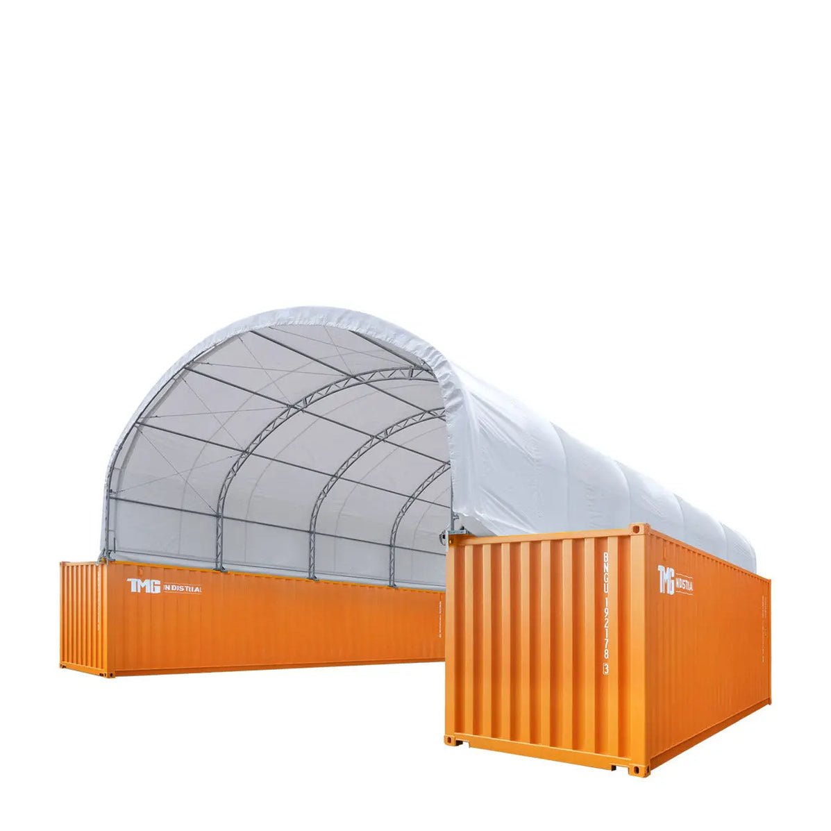 30' x 40' Dual Truss Container Shelter with Heavy Duty 17 oz PVC Cover