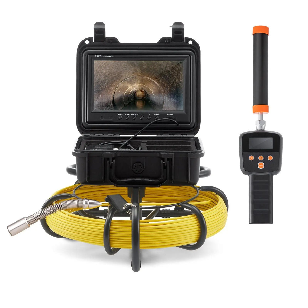 9" Sewer Inspection Camera, 512Hz Locator, DVR 165ft Range, 12 LED