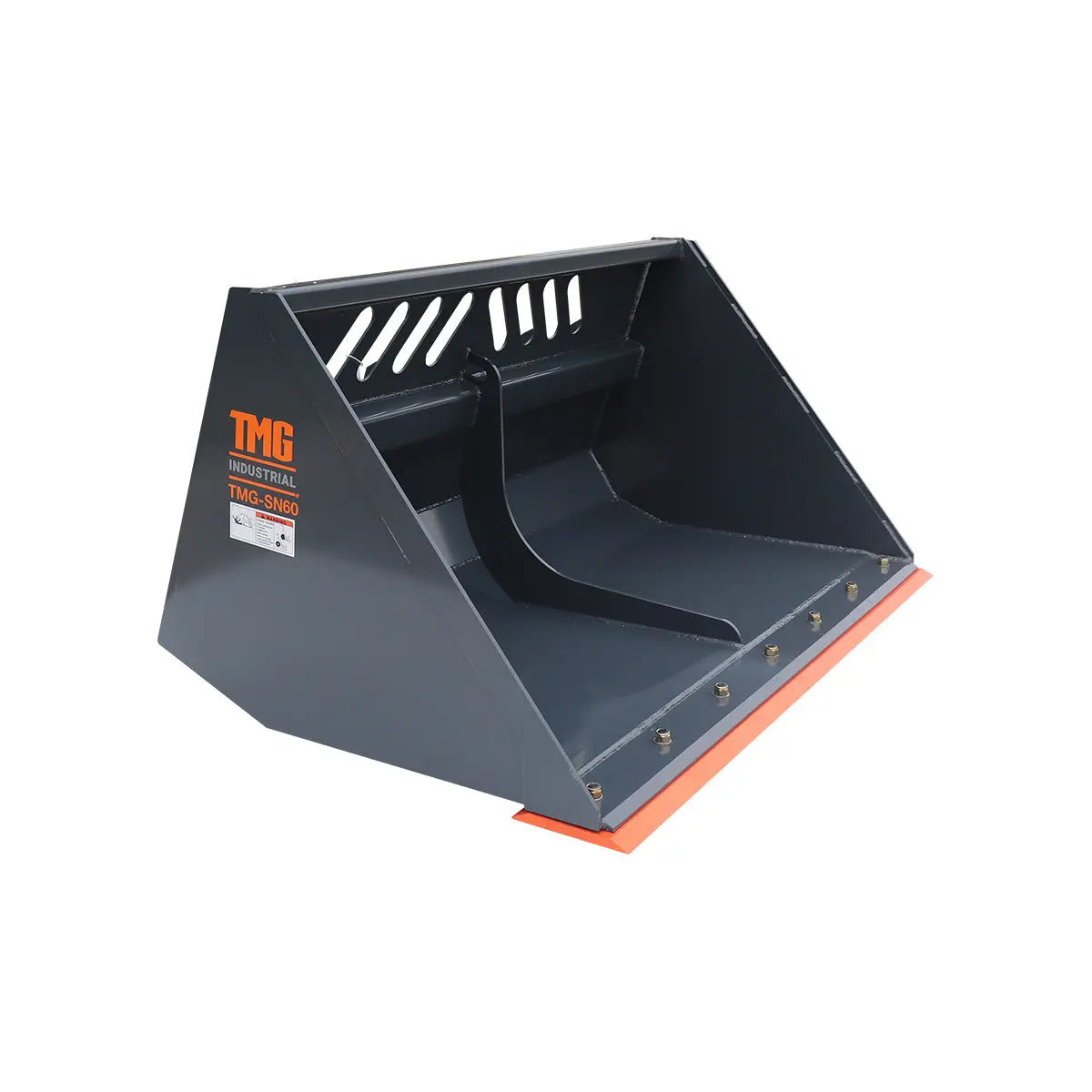 Heavy-Duty 60" Skid Steer Snow/Mulch Bucket, Bolt-On Cut Edge, 1500-lb