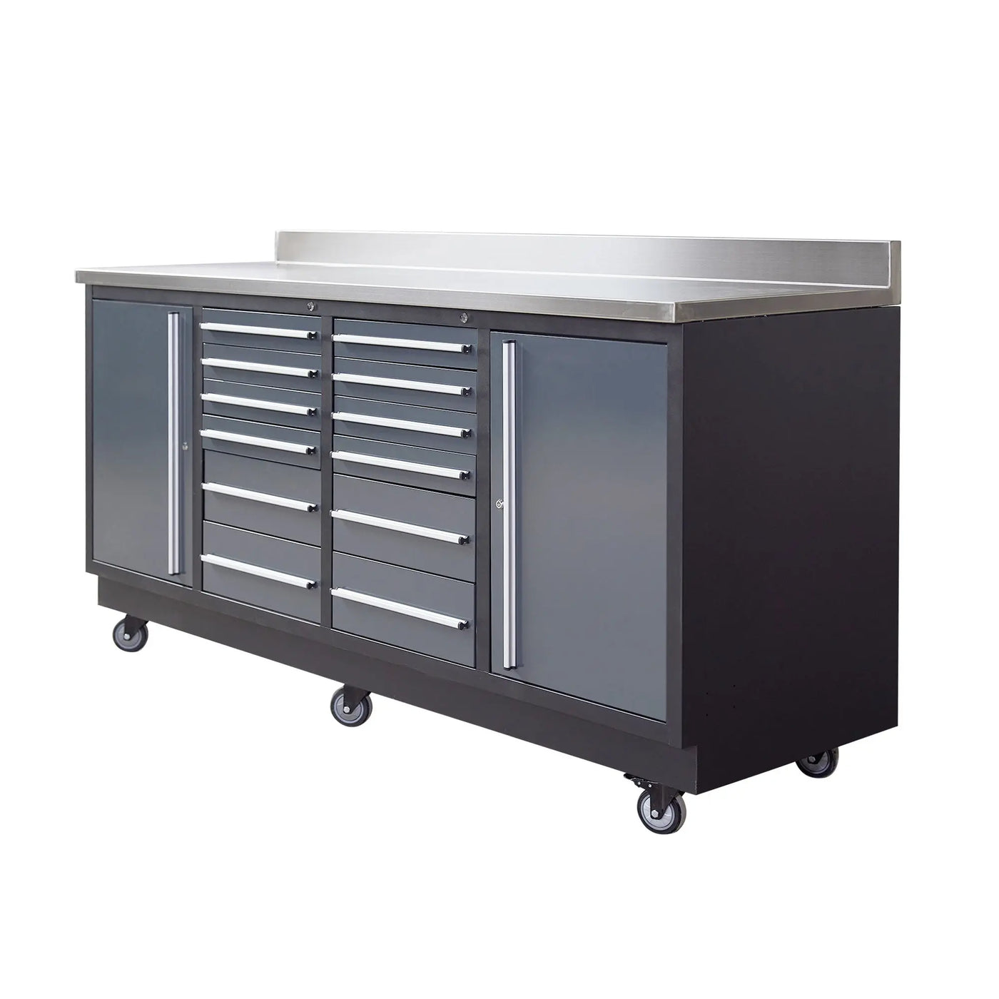 Pro Series 7-Ft 12-Drawer Workbench with Stainless Steel Top, Ball Bea