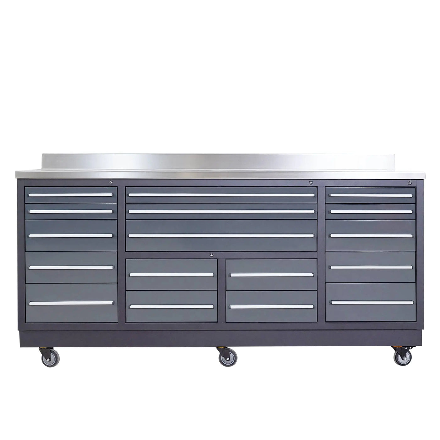 TMG Pro 7-Ft 17-Drawer Workbench w/ Stainless Top, Slides & Casters