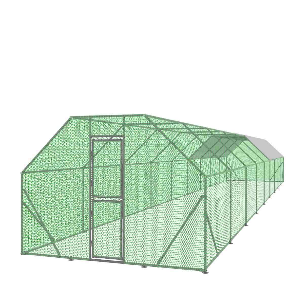 10’ x 60’ Wire Mesh Chicken Run Shelter Coop, Galvanized Steel, 600 Sq