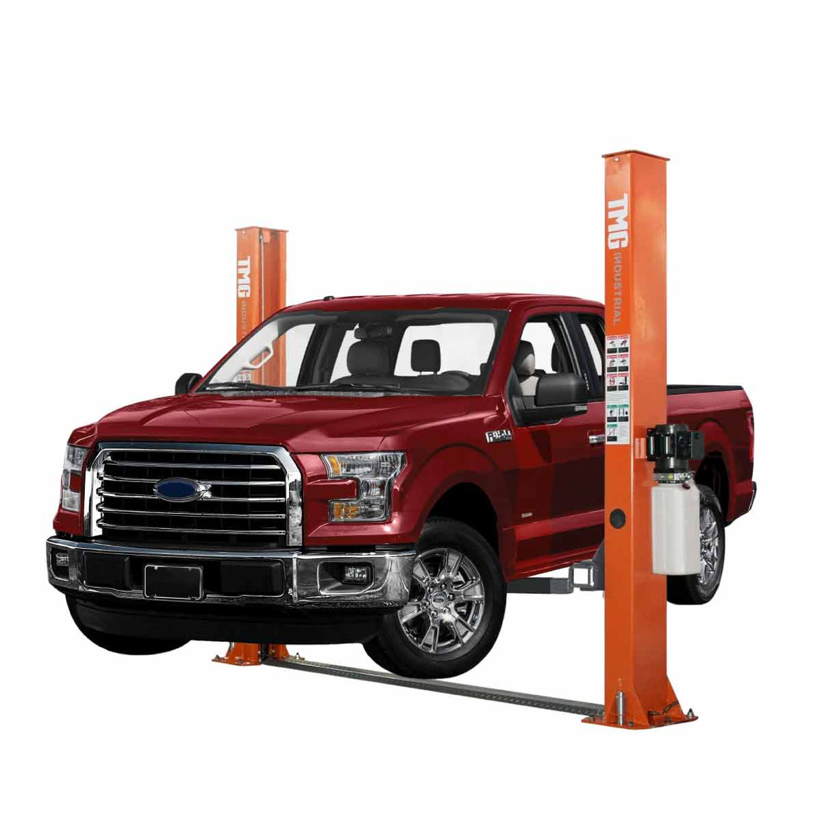 TMG 10,000 lb Two Post Auto Lift, Floor Plate, 77" Height, Symmetric Arms