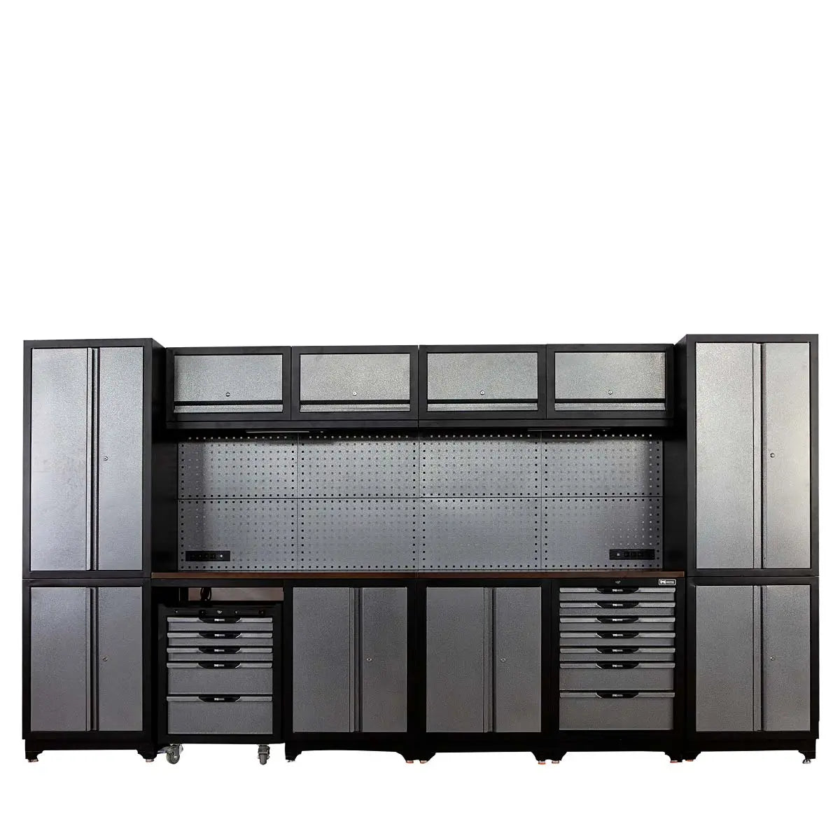 12’ Extreme-Duty Steel Garage Tool Chest w/Pegboard, Power Outlets,