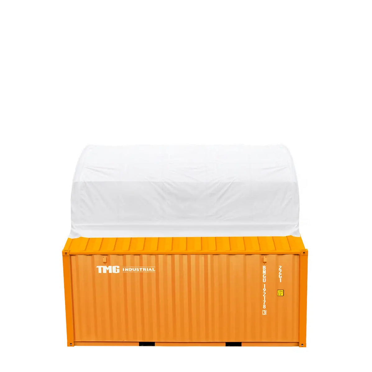 20' x 20' PE Fabric Container Shelter, Fire Retardant, Water Resistant