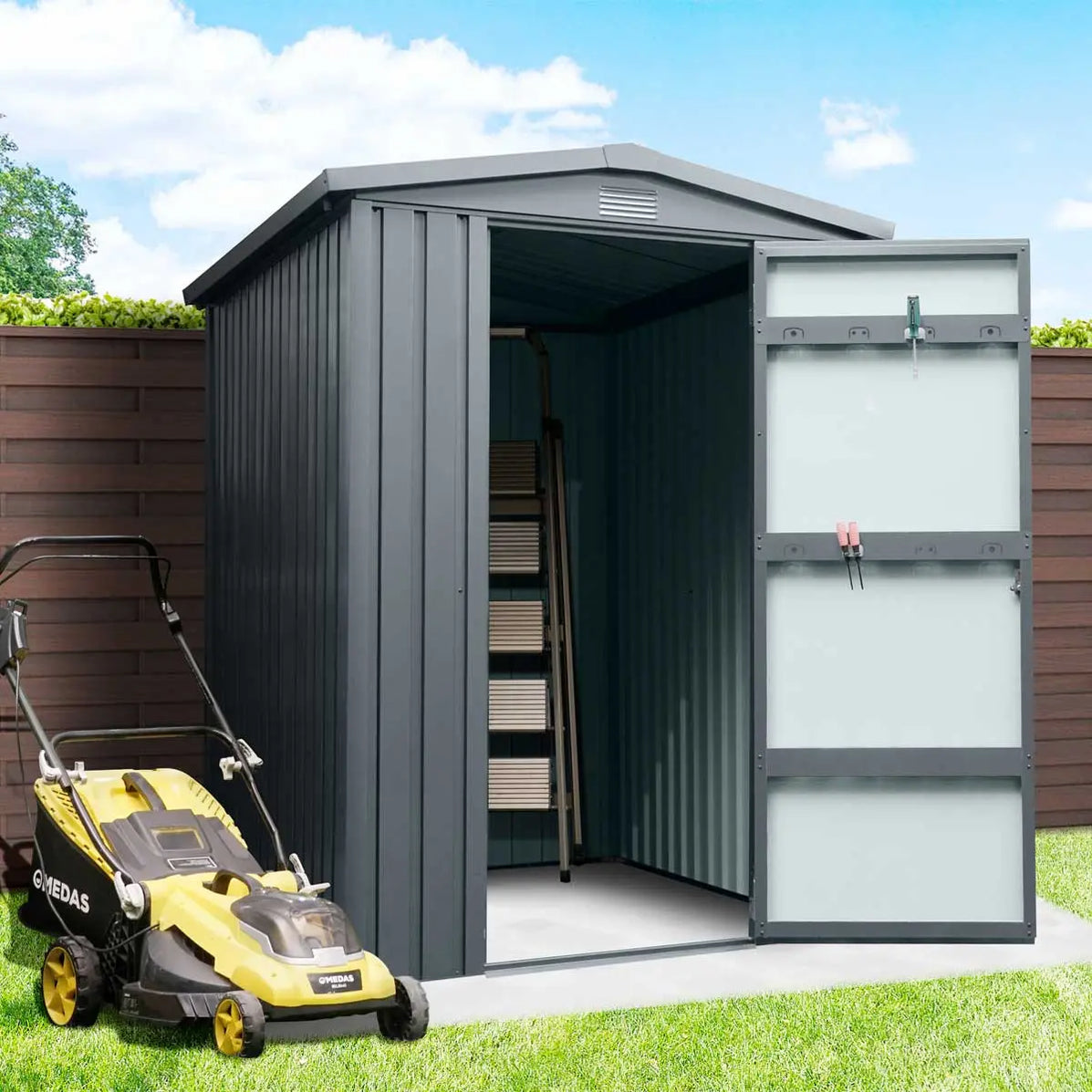 5 x 6 FT Apex Roof Metal Shed Pro Series, Galvanized corrugated metal,