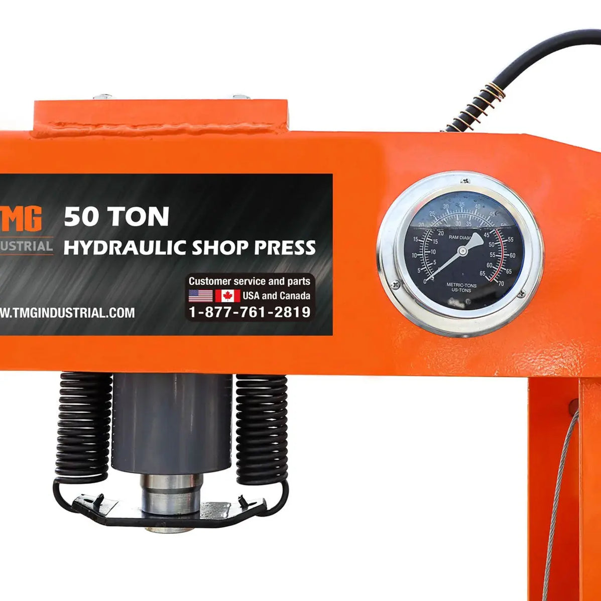 50 Ton Hydraulic Shop Press, H-Frame, Air & Manual Operation