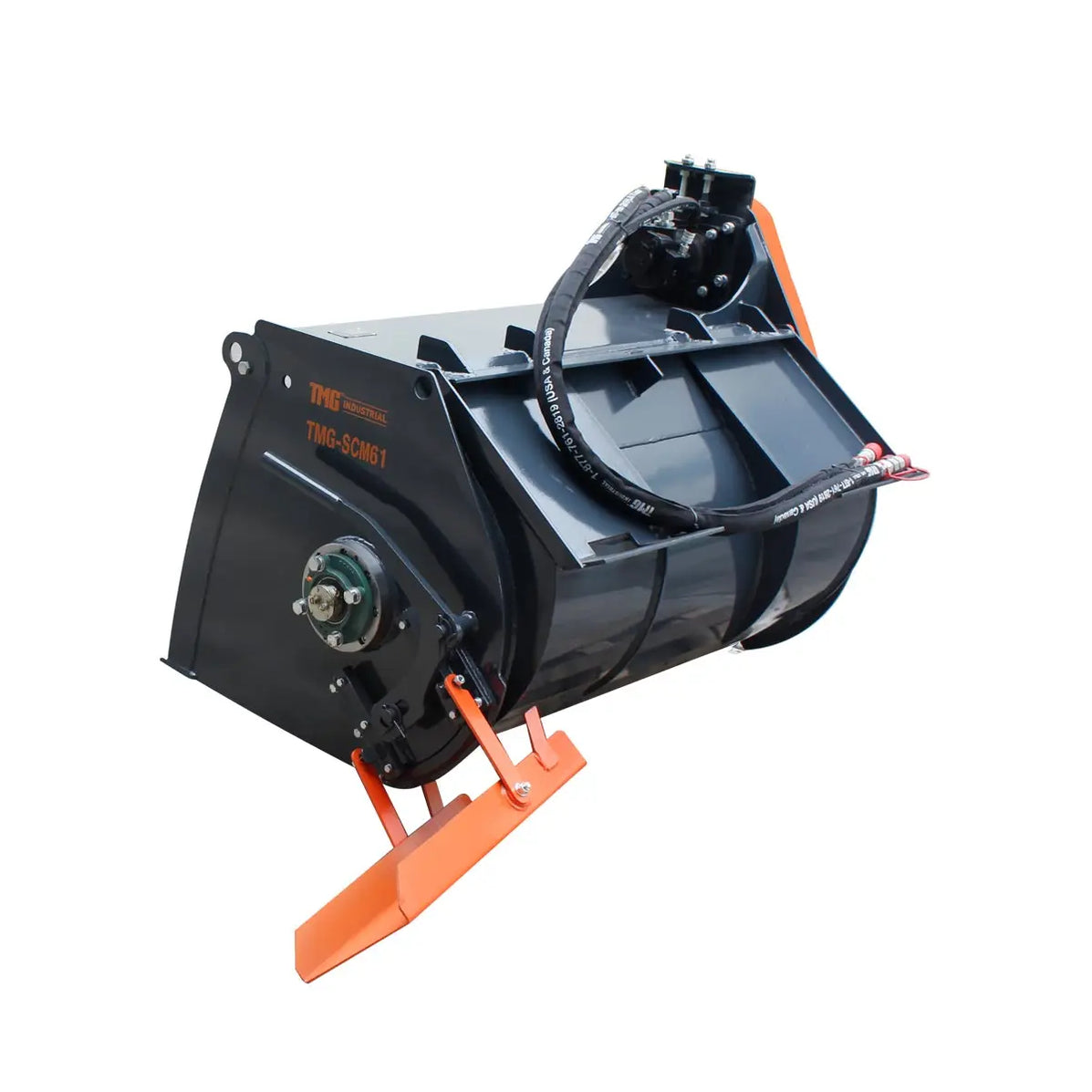 60" Skid Steer Concrete Mixer Attachment, Side Chute Dispenser & Bag