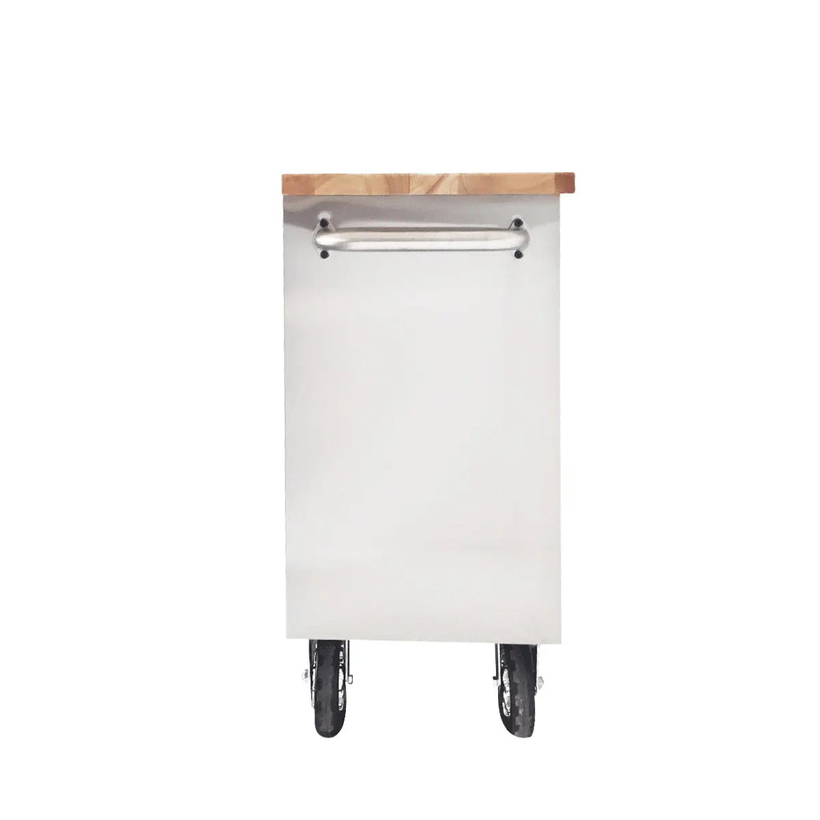 72" Stainless Steel Rolling Workbench, Rubberwood Tabletop, 15
