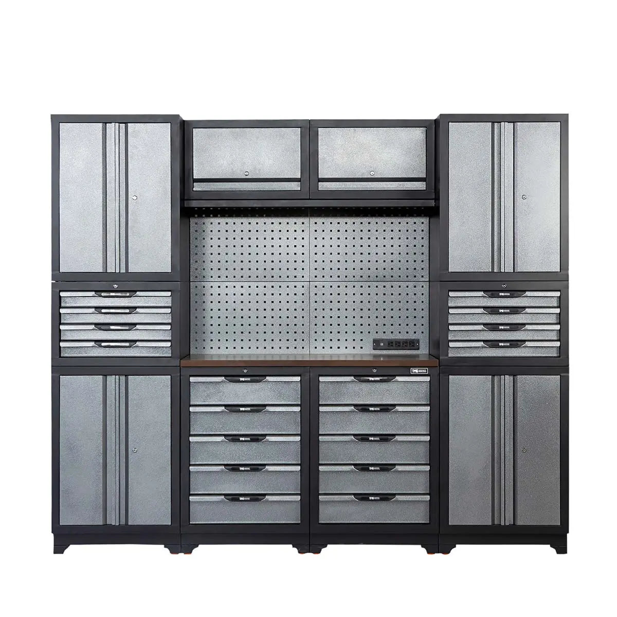 8’ Extreme-Duty Steel Garage Tool Chest w/Pegboard, 18 Drawers