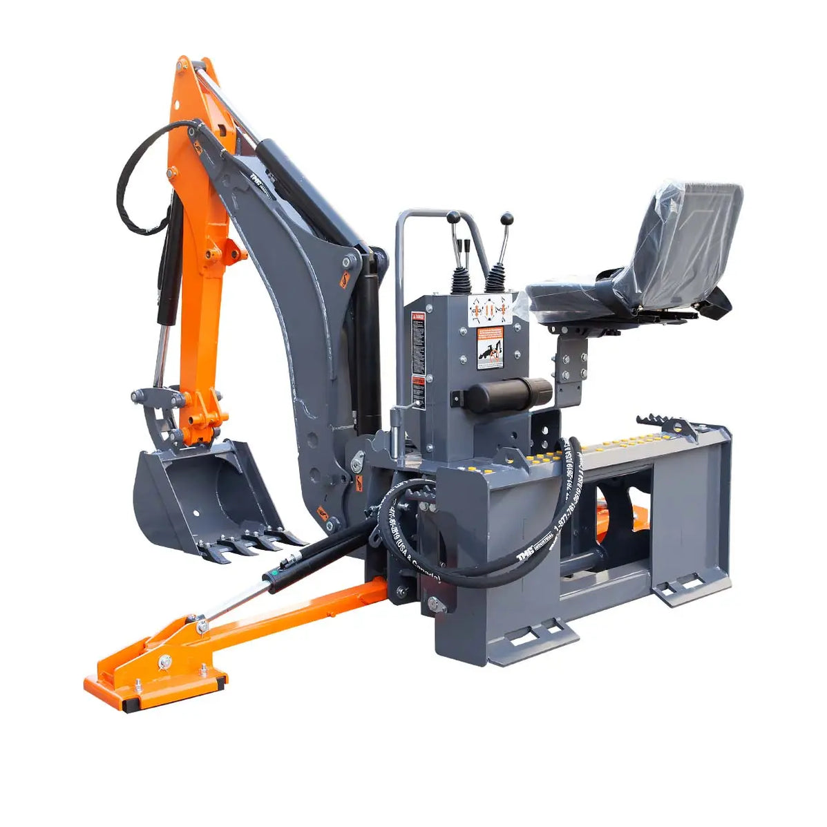 9-ft Skid Steer Swing Backhoe Attachment, 180° Boom Swing and Bucket R