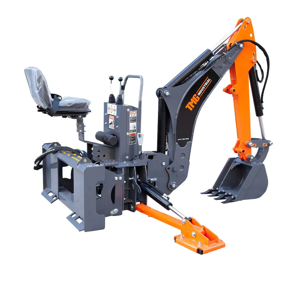 9-ft Skid Steer Swing Backhoe Attachment, 180° Boom Swing and Bucket R