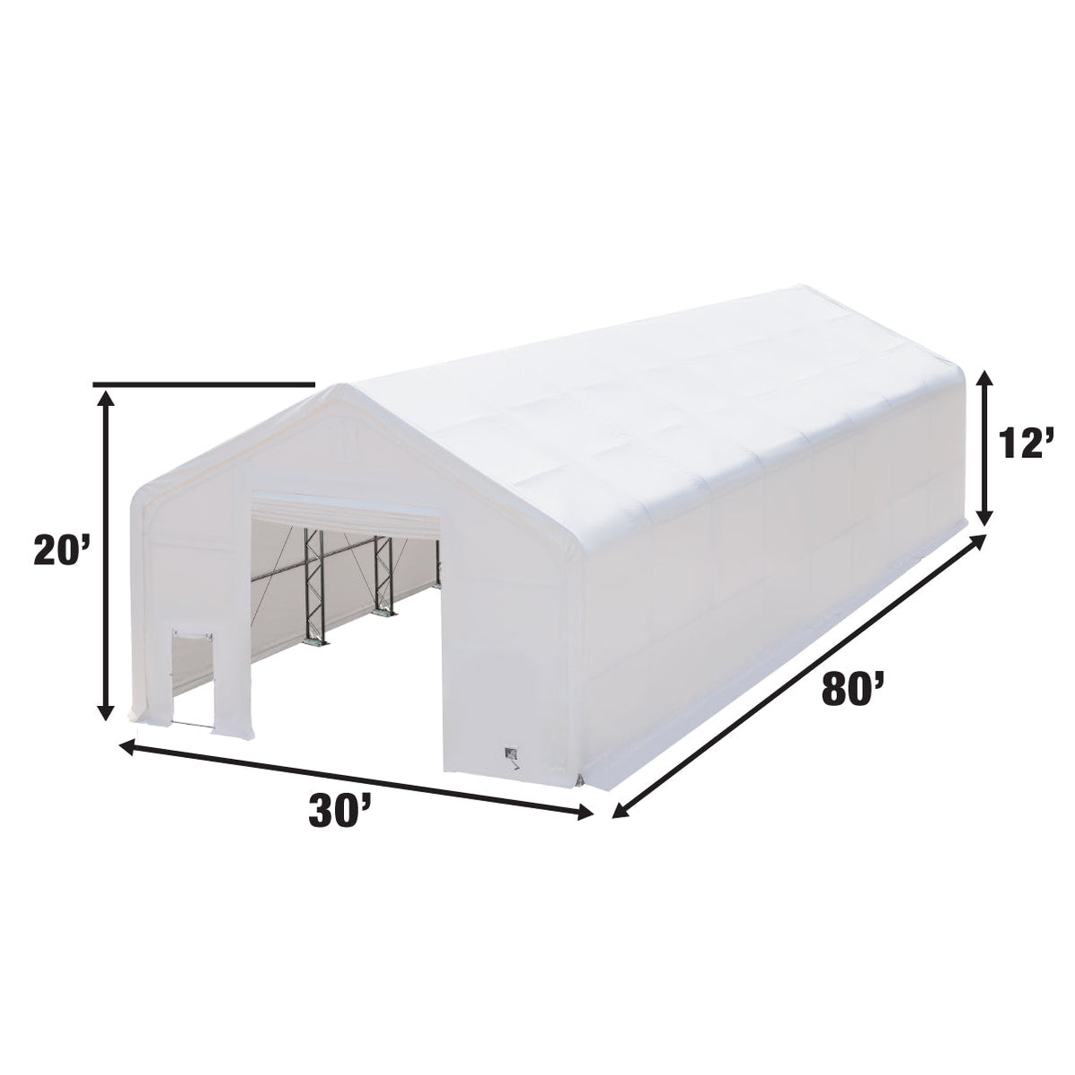 TMG Industrial 30' x 80' Dual Truss Storage Shelter with Heavy Duty 17 ...