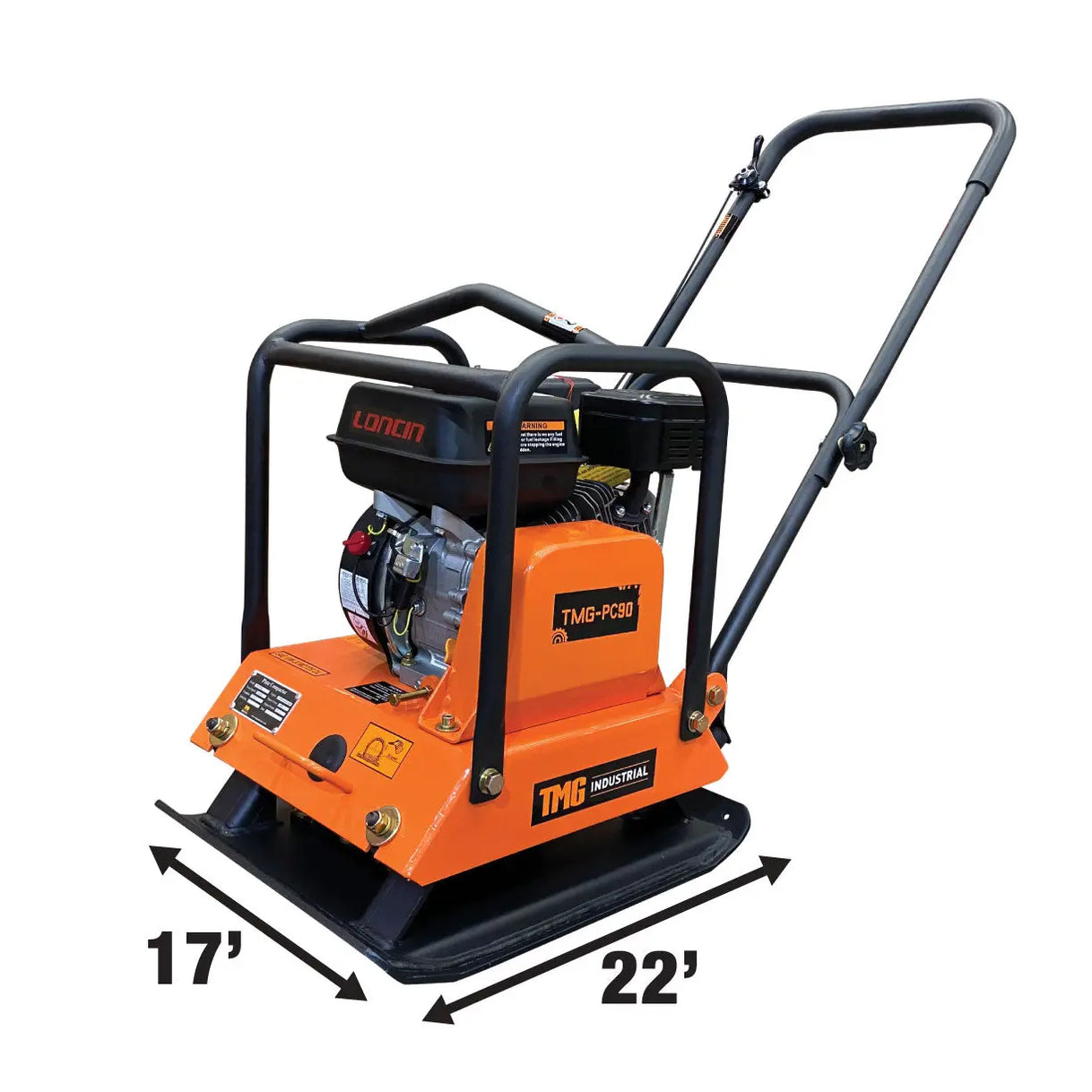 TMG Vibratory Plate Compactor, 3400 lb Force, 6.5 HP Loncin Engine